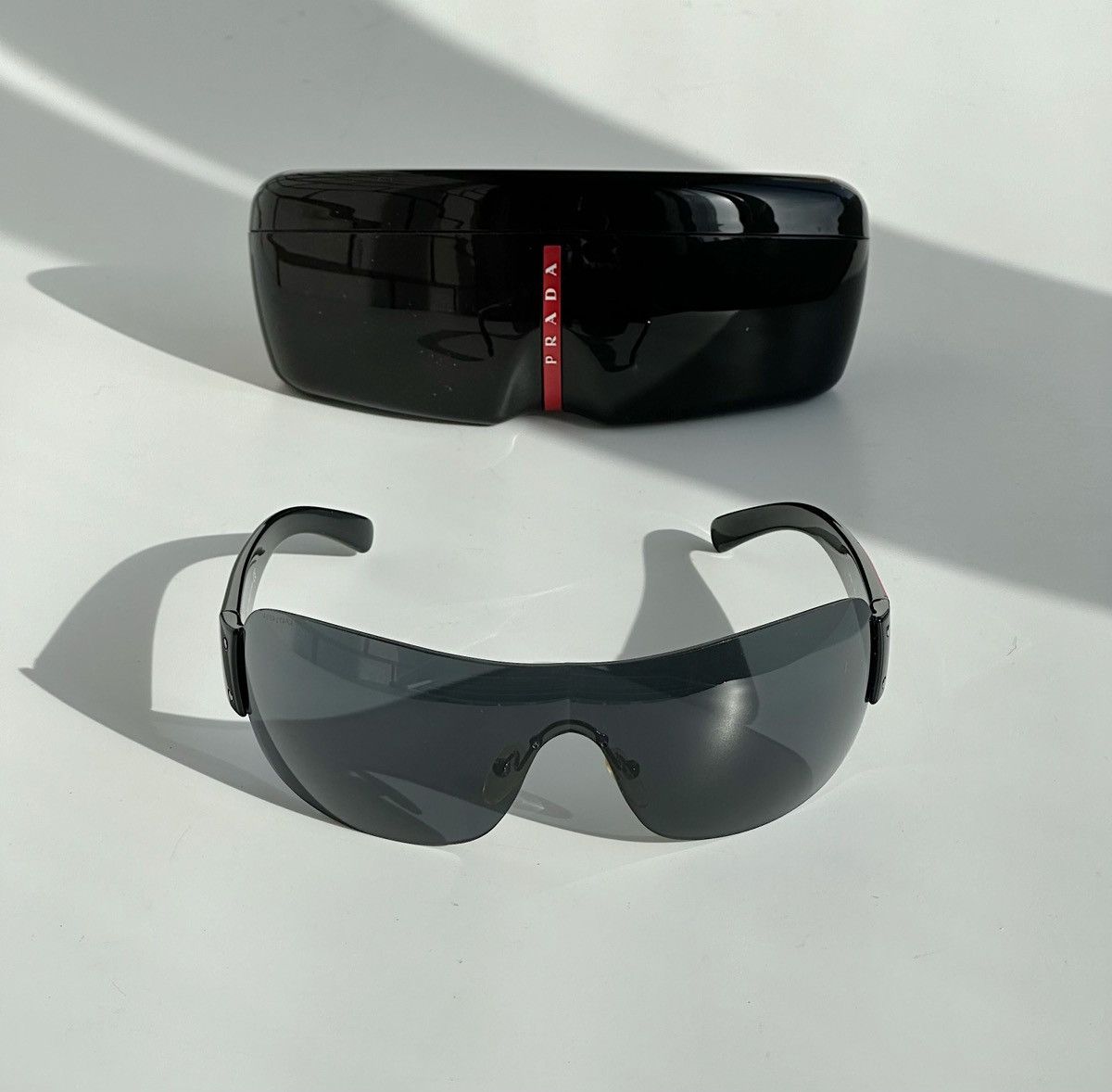 Vintage PRADA Mask Logo Sunglasses SPS07F y2k archive runway | Grailed