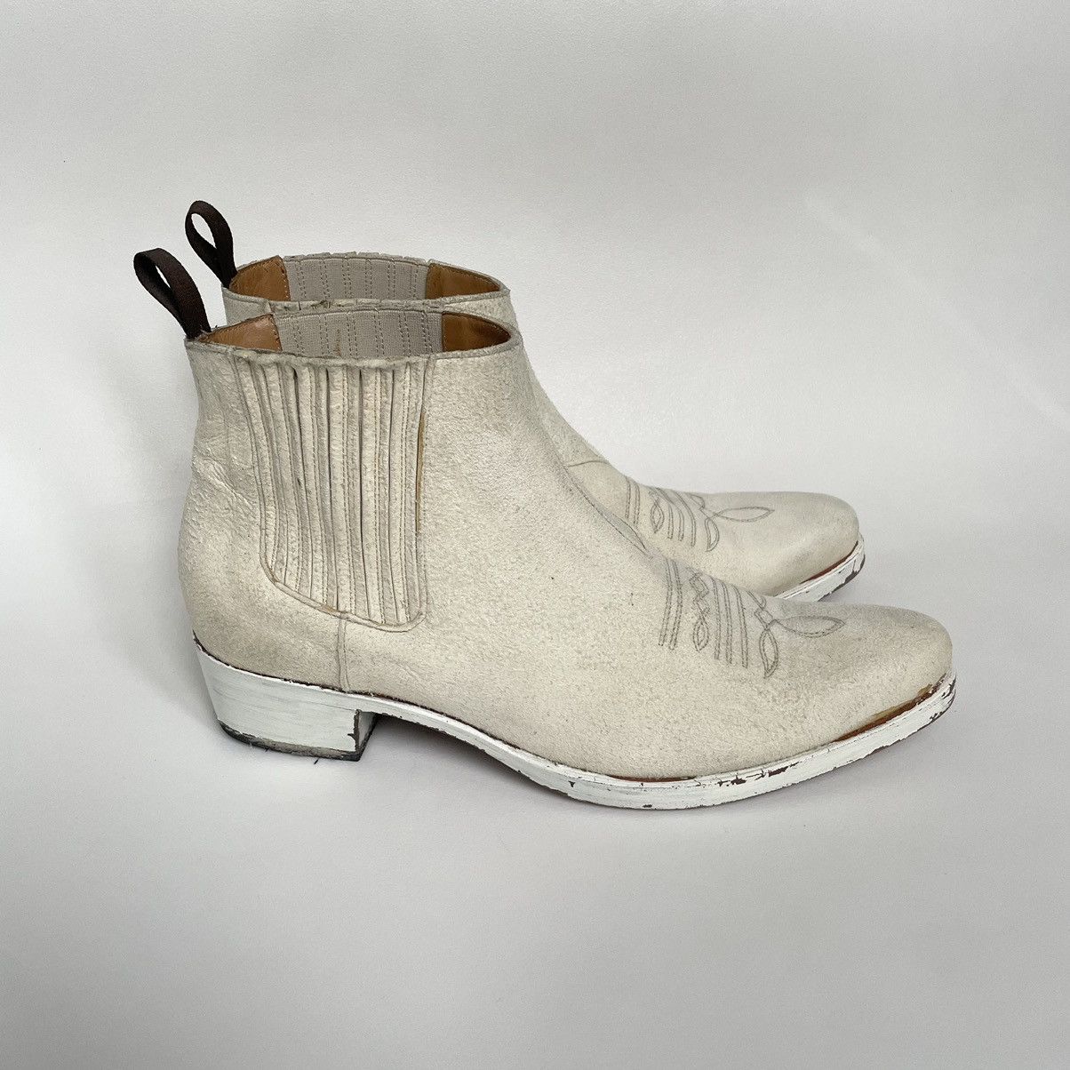 Our Legacy Sample White Suede Western Boots | Grailed