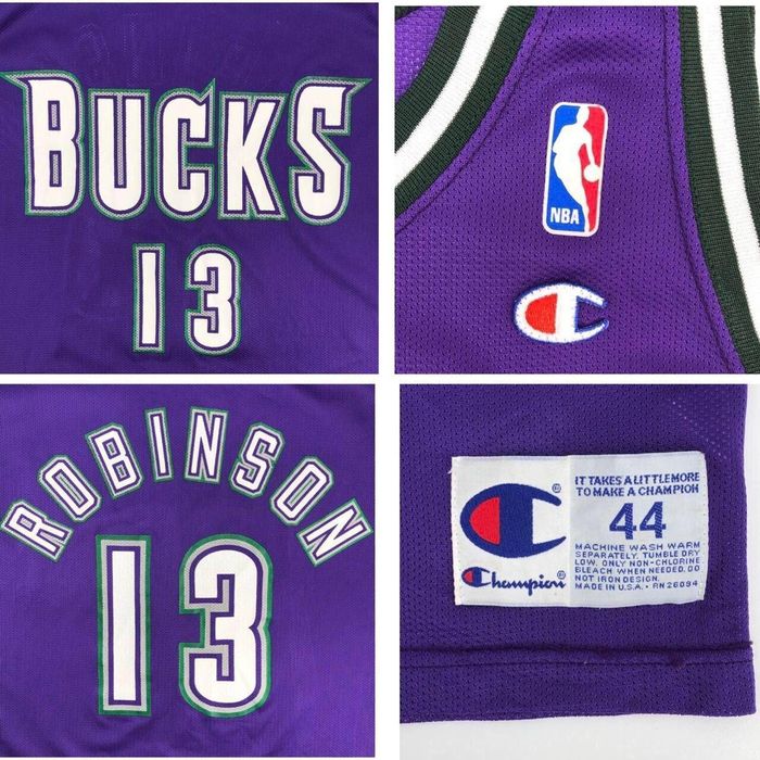 Champion Milwaukee Bucks NBA basketball Glenn Robinson 13 jersey 90s ...