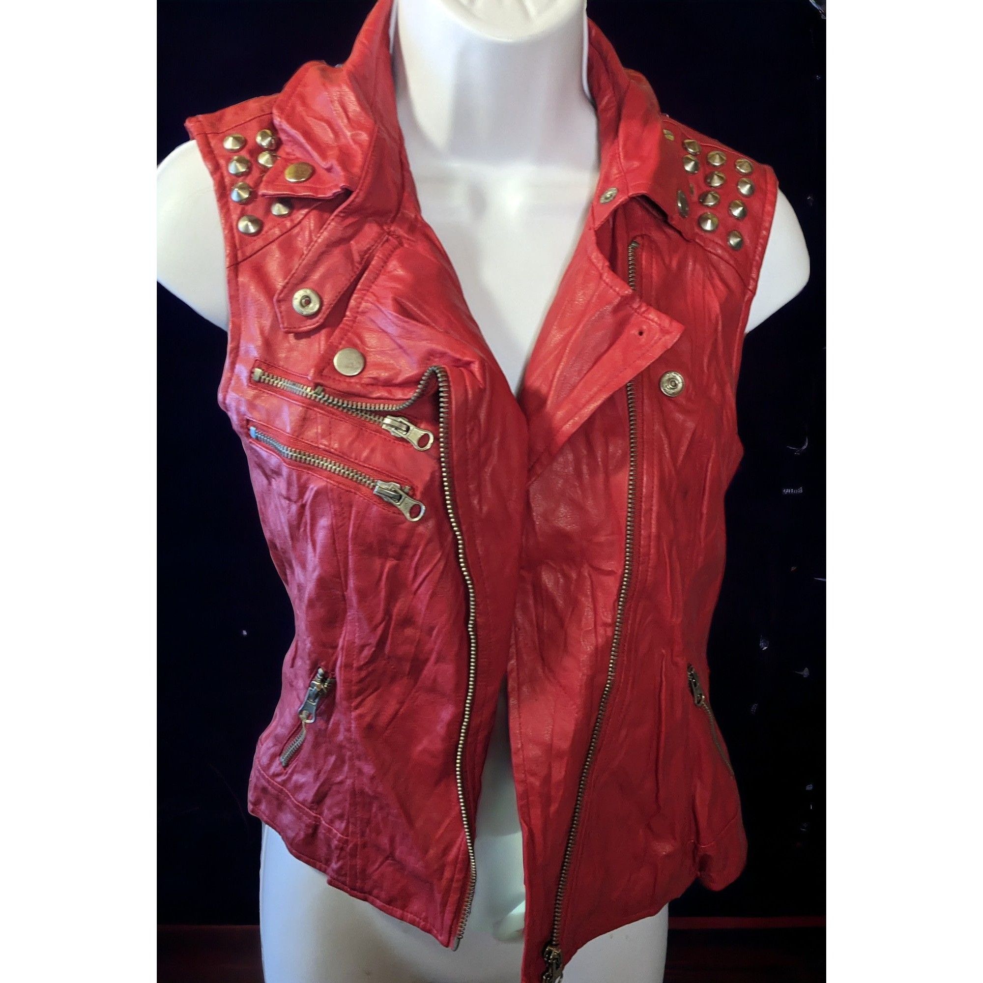 Forever 21 Forever 21 Red Spiked Punk Faux Leather Vest | Grailed