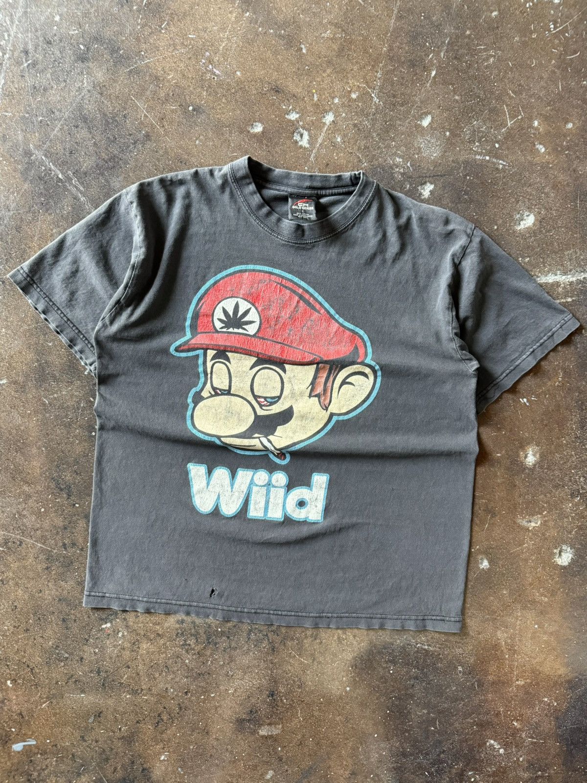 Vintage vintage y2k faded crazy super mario weed parody shirt | Grailed