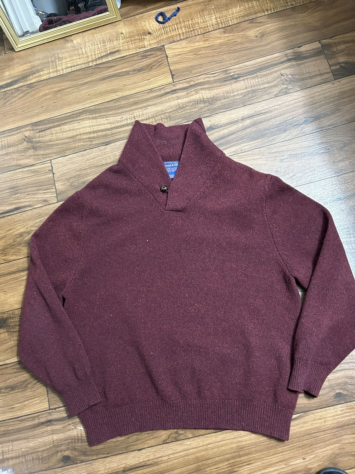 Pendleton × Vintage maroon Pendleton sweater shetland wool | Grailed