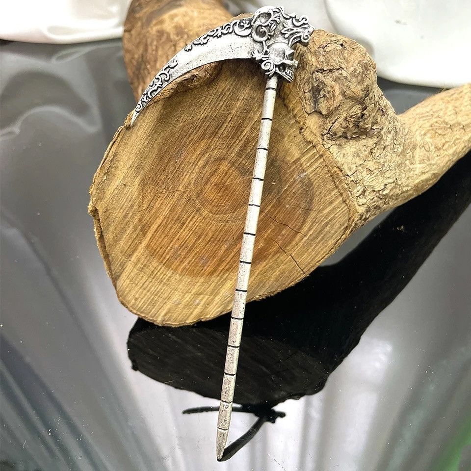 Custom × Rare × Vintage Death Scythe Skull Hair Stick Sickle Hairpin ☠️ ...