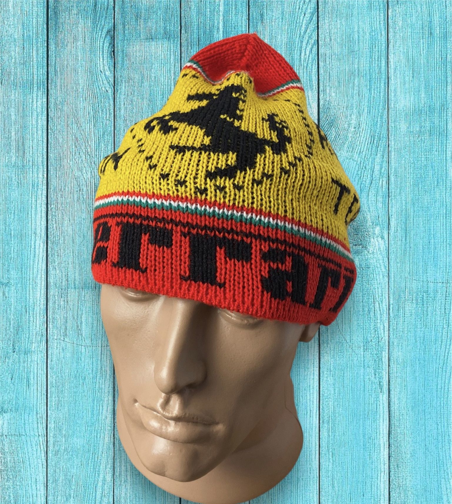 Vintage Vintage Ferrari hat monogram big logo knit hat racing | Grailed