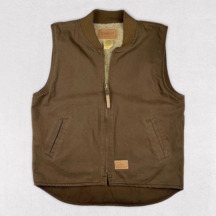 Vintage Y2K CE Schmidt Duck Canvas Sherpa Lined Work Vest M-L | Grailed