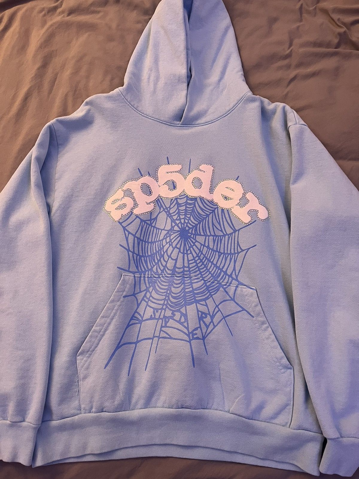 Designer Sp5der Hoodie ‘Baby Blue’ | Grailed
