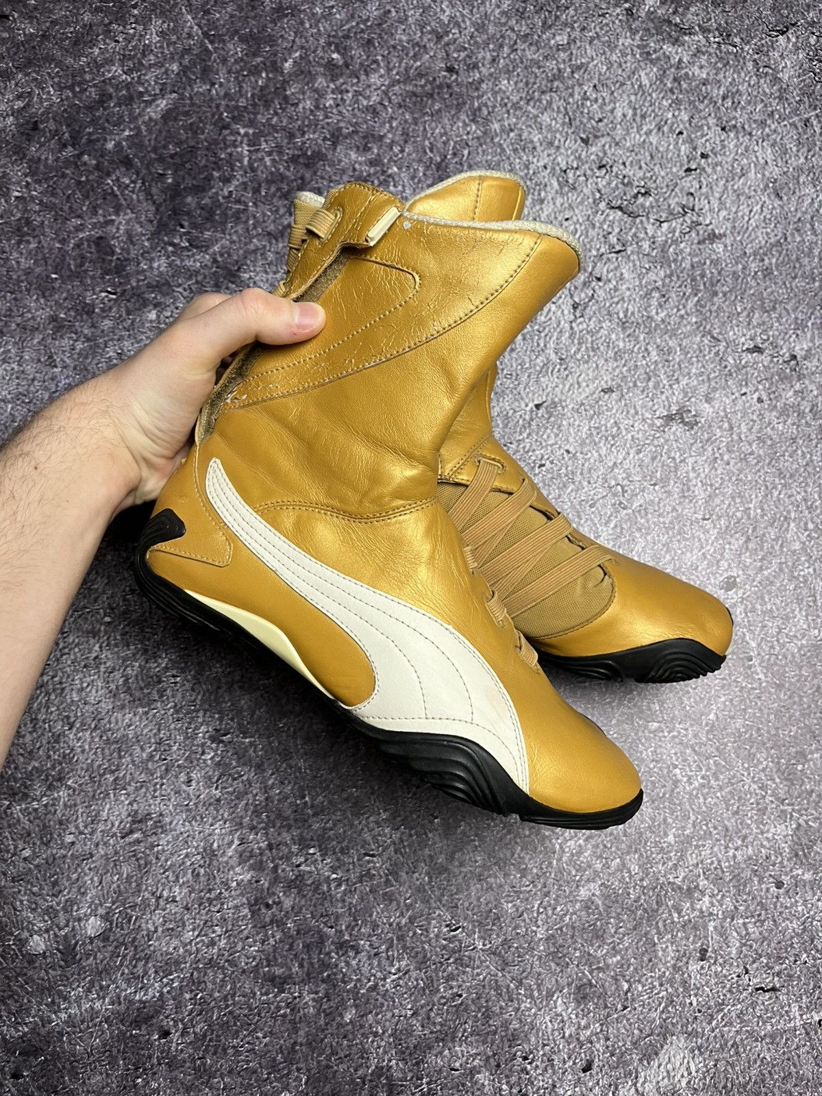 Puma × Vintage 2000’s Puma Hi Mostro Boxing Boots Gold Archive | Grailed