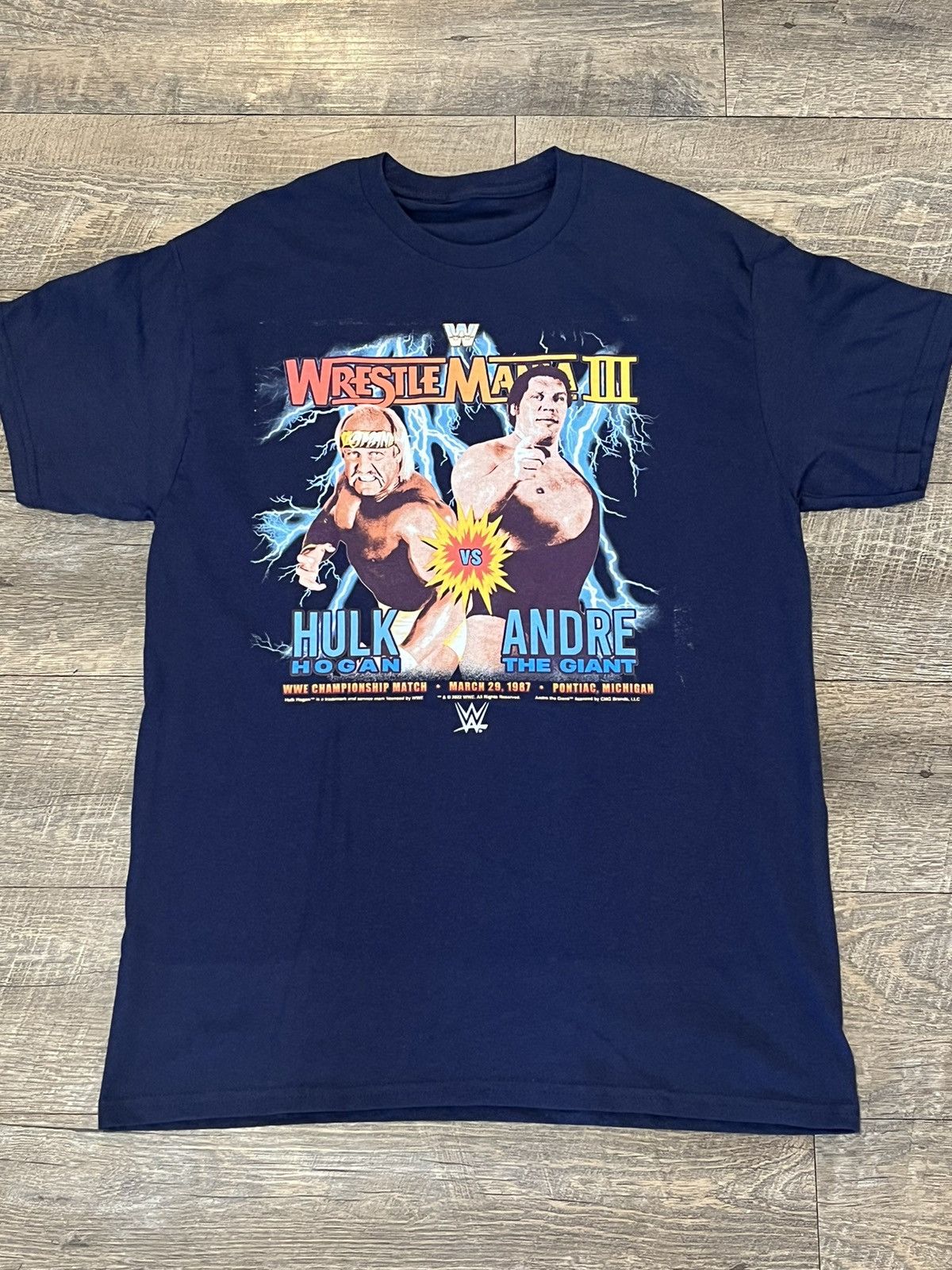 Streetwear × WWE × WWF WWF Wrestlemania III Blue Tee Shirt Size Medium ...