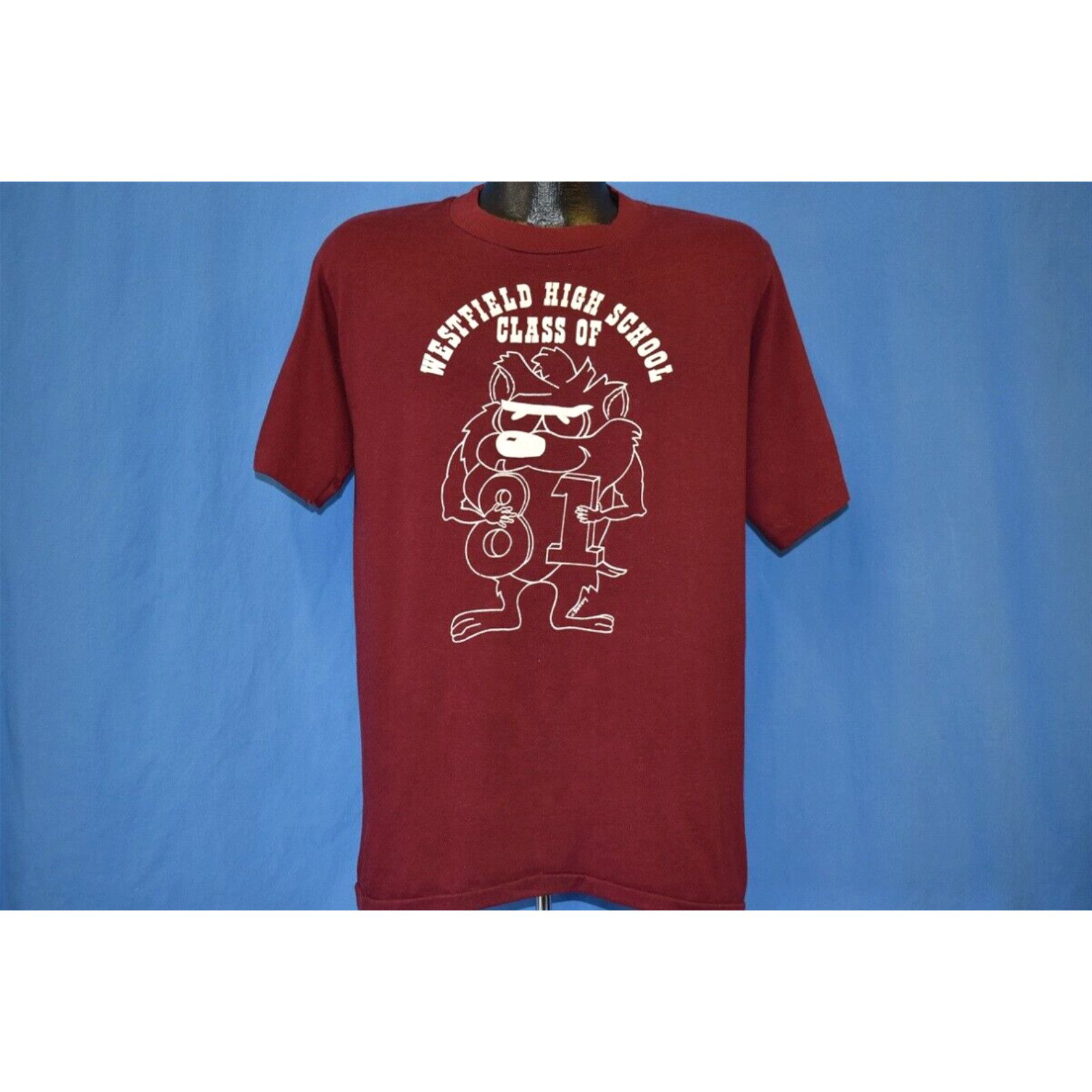 Vintage vtg 80s WESTFIELD HIGH SCHOOL CLASS OF 1981 TASMANIAN DEVIL ...