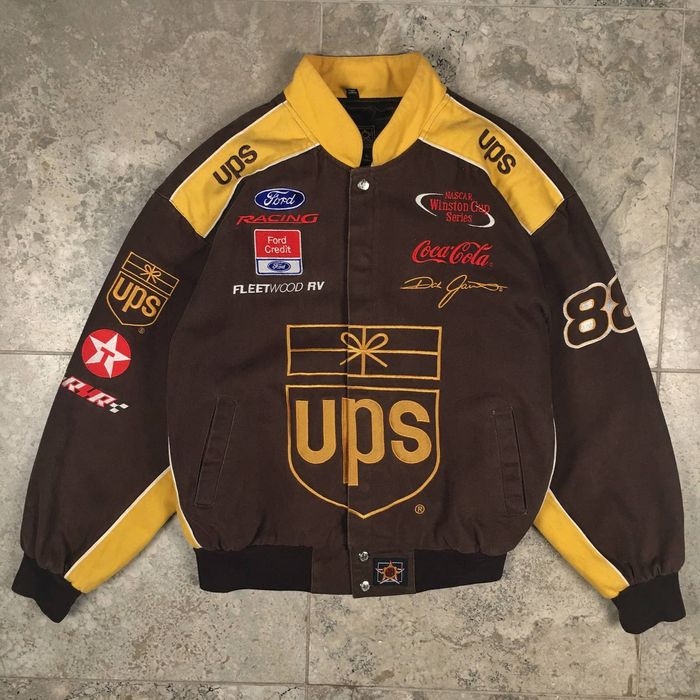 Vintage Vintage UPS NASCAR Racing Jacket Brown Mens Large Racecar | Grailed