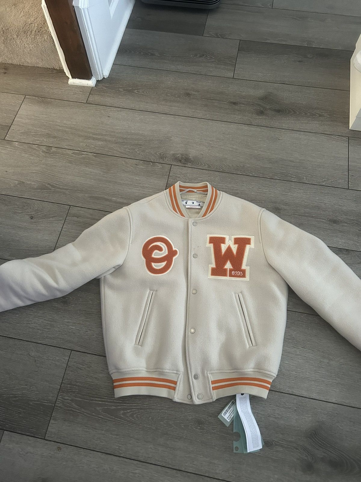Off-White Off-White logo-patch varsity jacket | Grailed