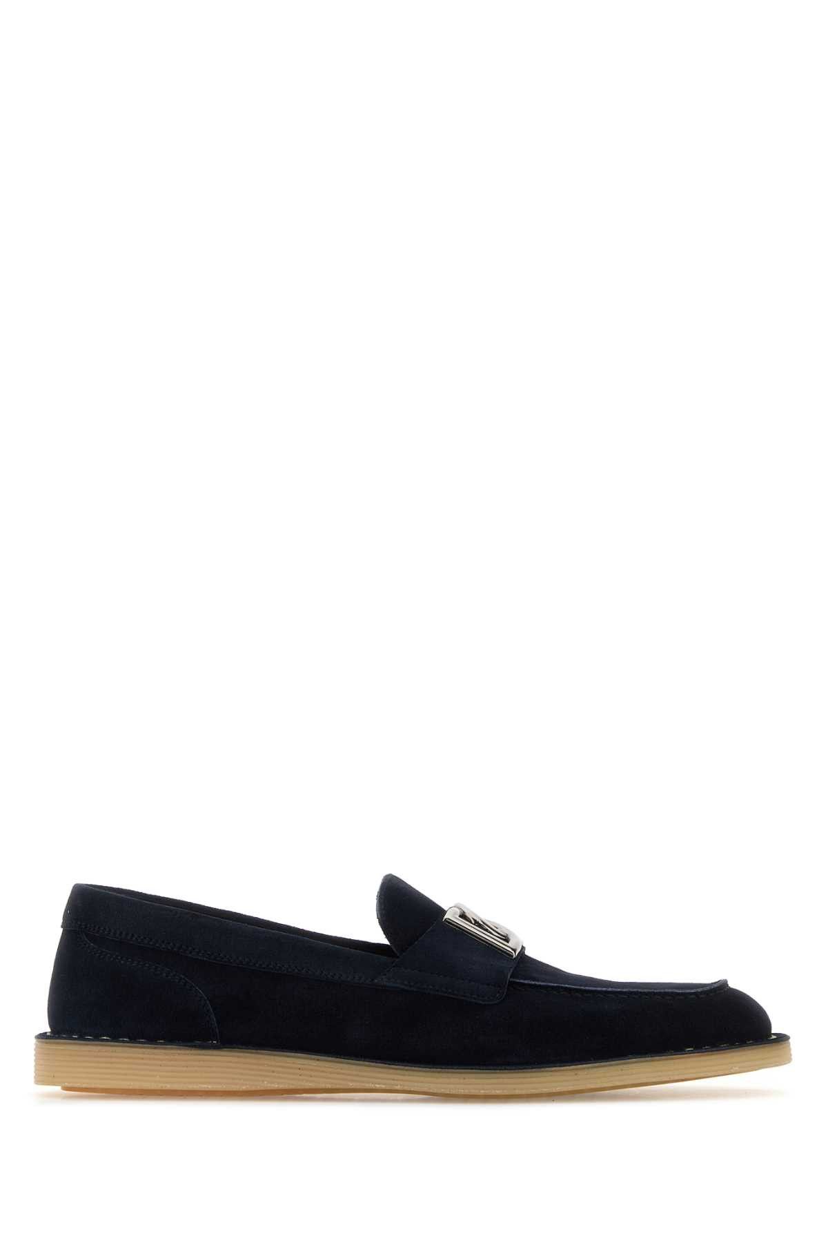 Dolce & Gabbana Navy Blue Suede Loafers | Grailed