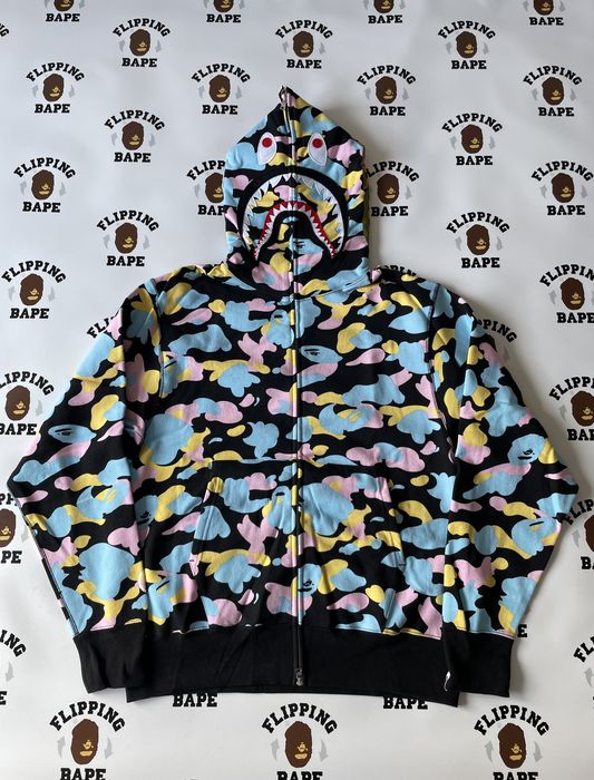 Bape BAPE NEW MULTI CAMO SHARK RELAXED FIT FULL ZIP HOODIE | Grailed