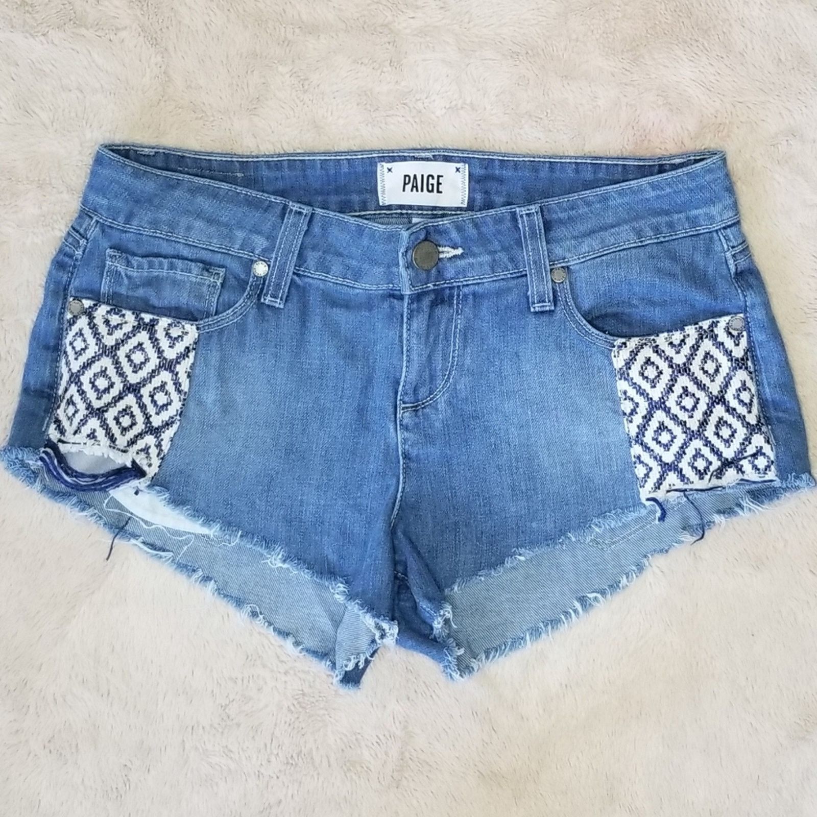 Paige Paige Echo Park Denim Mosaic Tile Jean Shorts 25 0 | Grailed