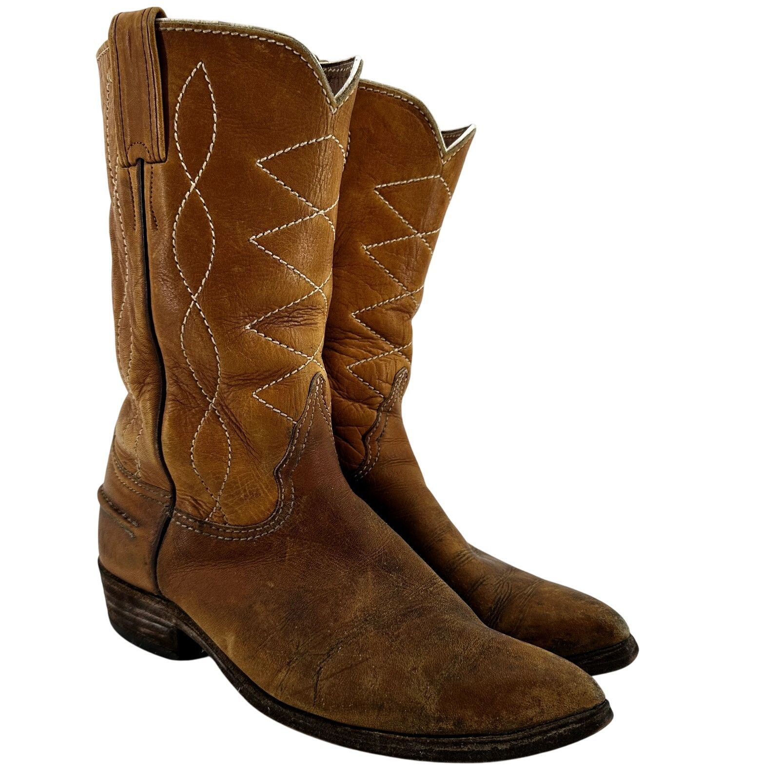 Justin Vintage Justin 1536 Cowboy Boots Leather Ropers Mid Calf 8 | Grailed
