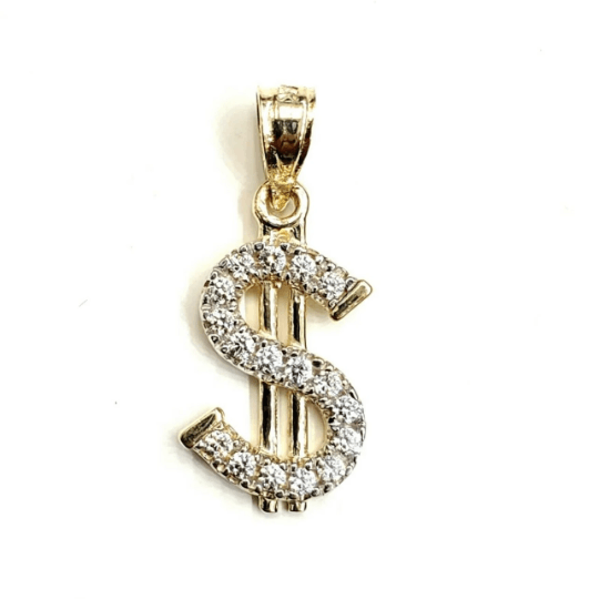Handmade 14k Solid Gold Pendant | Dollar sign charm | Birthday gift ...