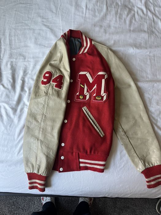 Vintage Red Old School Varsity leather-man Jacket | Grailed