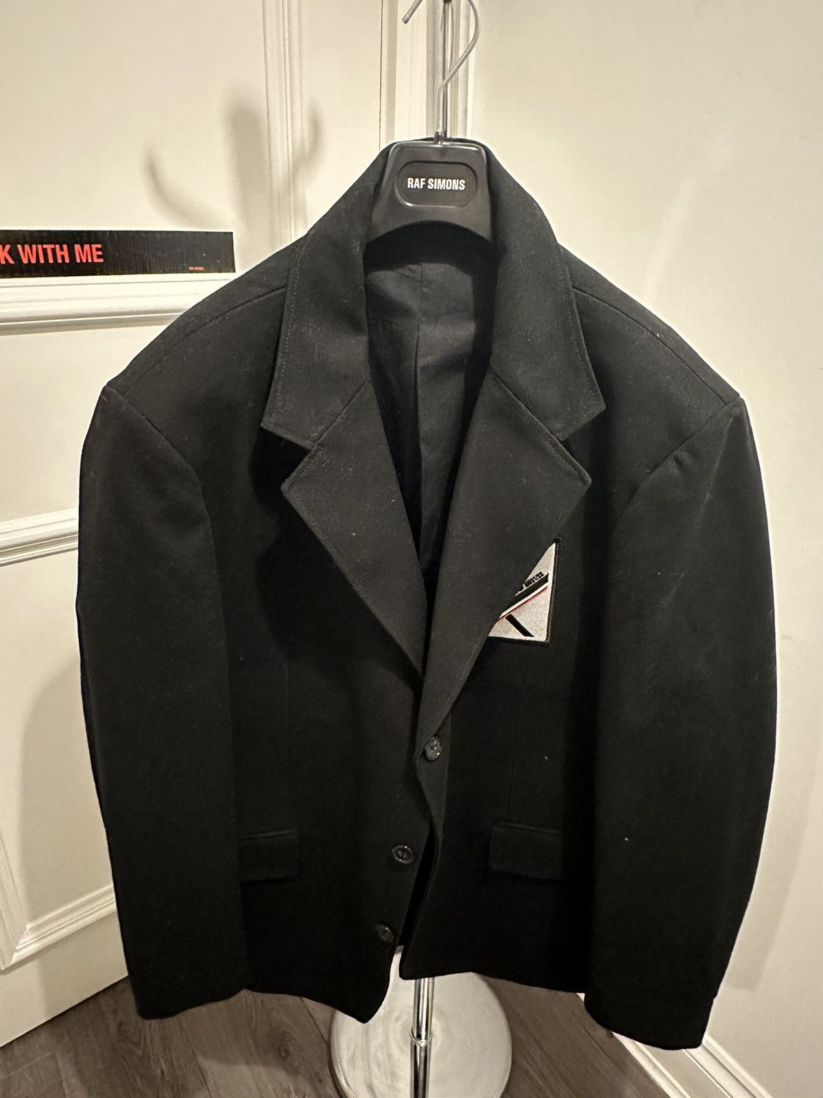 Raf Simons Raf Simons Oversized Blazer with patchwork & chain detail ...