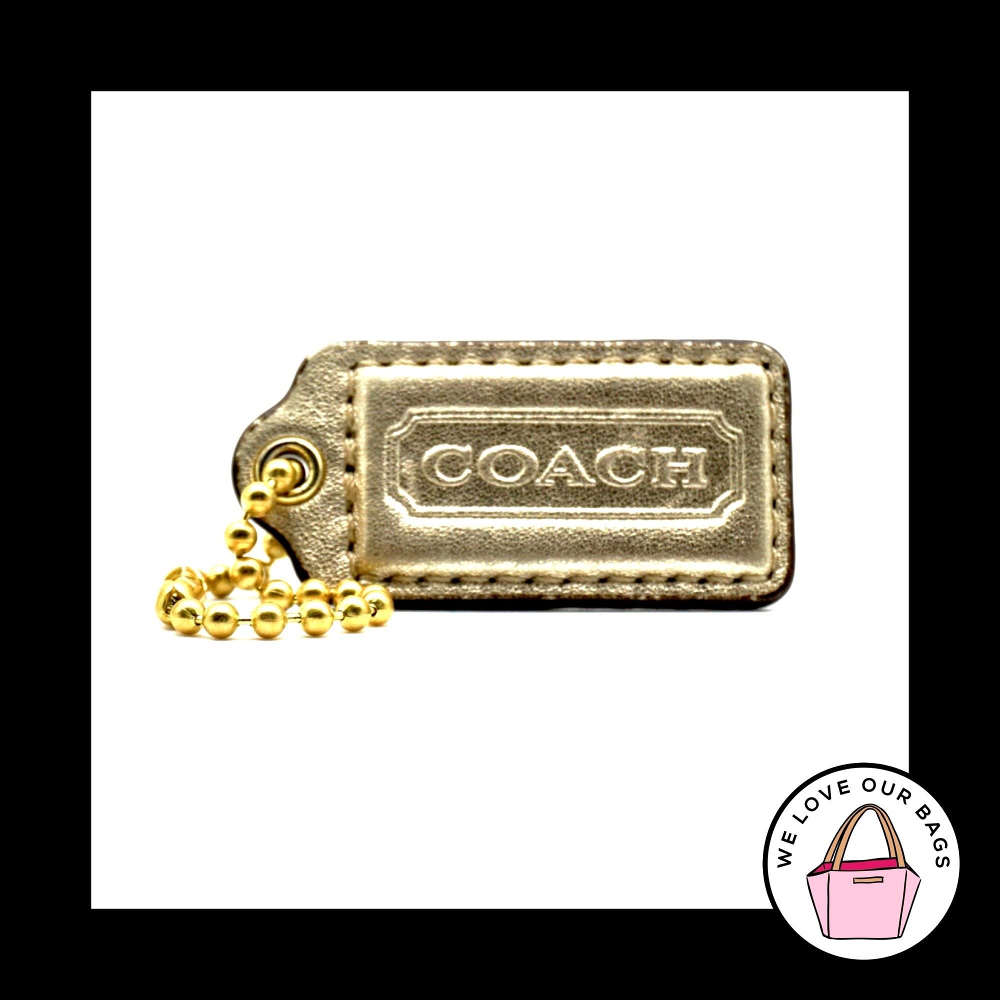 Coach 2" Medium COACH Light Gold Metallic Leather Brass Fob Bag Ch ...