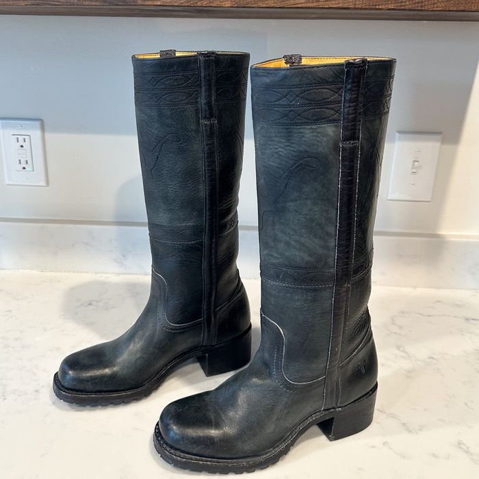 Frye Vintage Frye Black Leather Square Toe Campus Boots Size 8 | Grailed