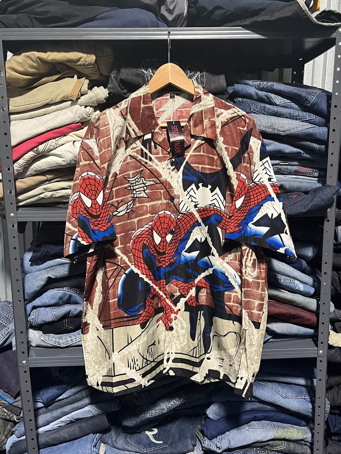 Vintage Crazy Vintage Y2K Spider-Man Marvel Skater Button Down Shirt ...