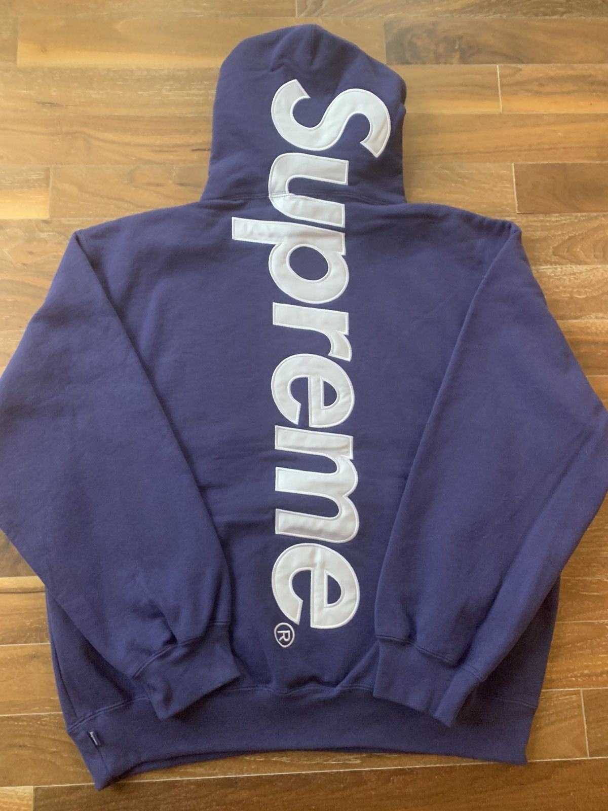 Supreme Supreme Satin Appliqué Logo Hooded Sweatshirt M | Grailed