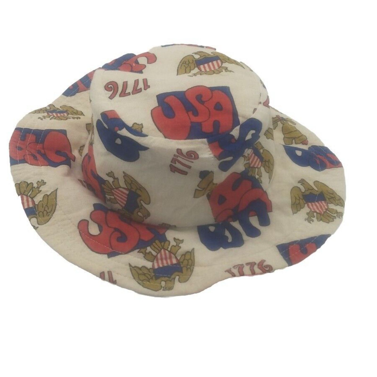 Vintage USA 1776 Bicentennial Bucket Hat Cap Fishing Boonie Brim Visor ...