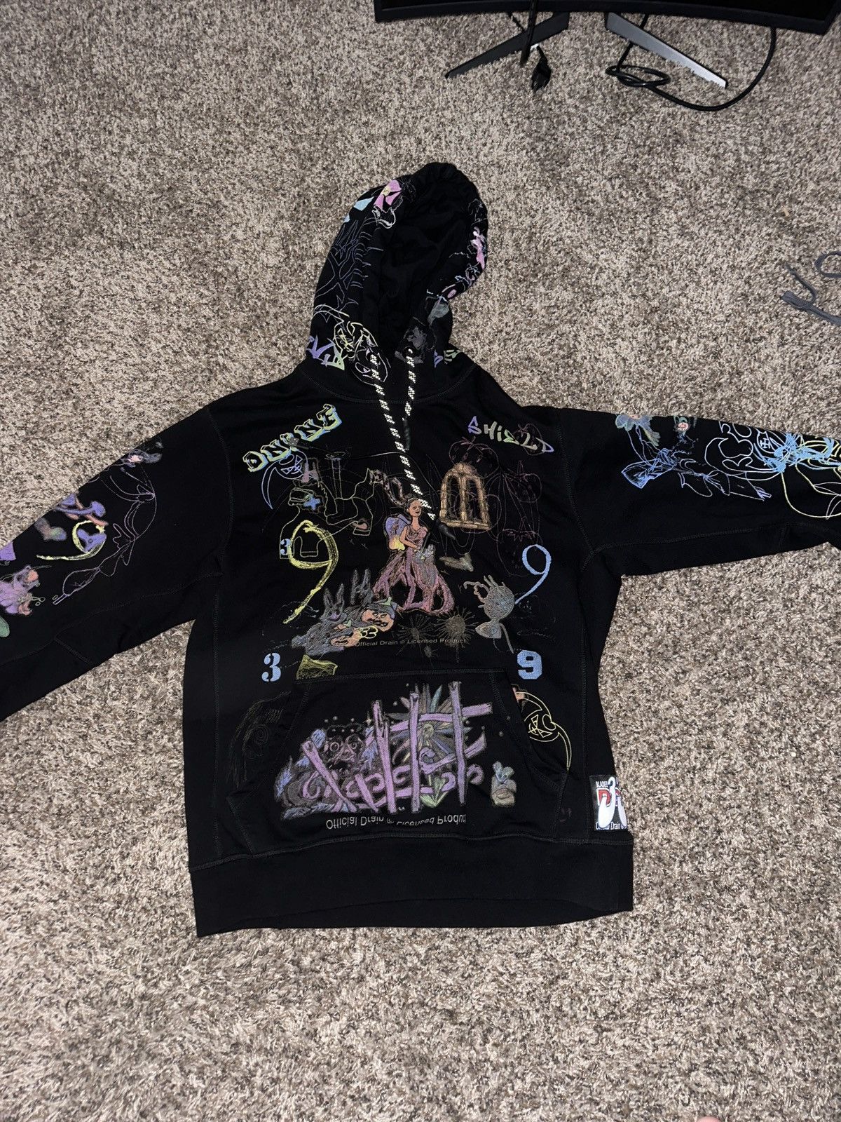 Drain Gang BLADEE 333 CLAIRE BARROW HOODIE-BLACK | Grailed
