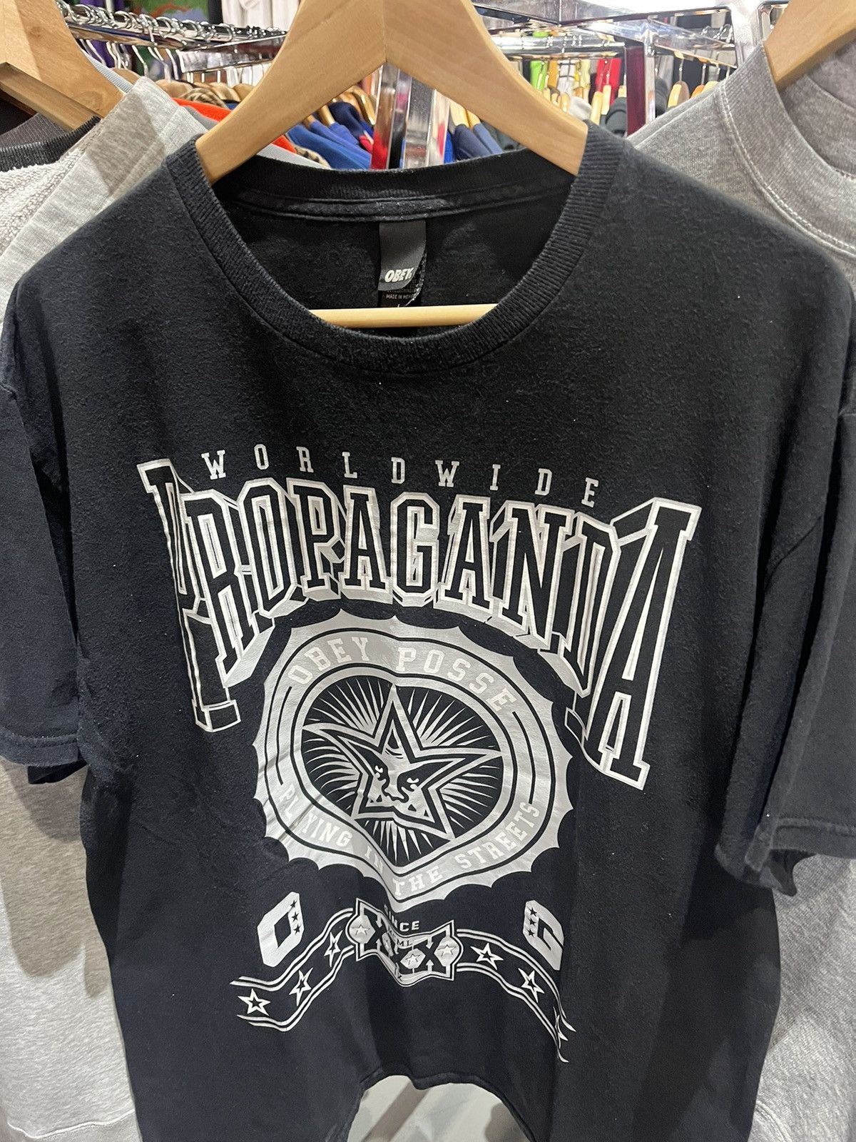 Vintage Vintage Y2K Obey Posse Propaganda Black T-Shirt Large | Grailed