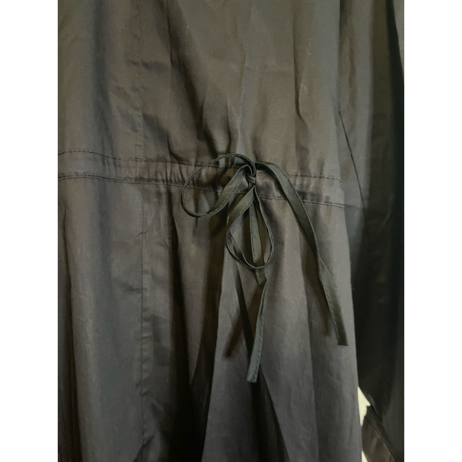 Designer Harshman Belinda Dress Black Midi Tiered Ruffle Sleeves SM ...