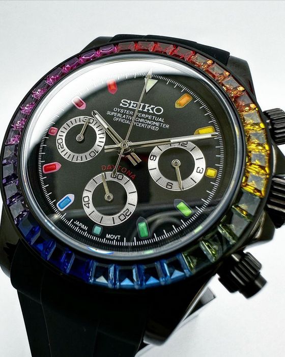 Custom Seiko Custom Rainbow Daytona Quartz 39.5mm | Grailed
