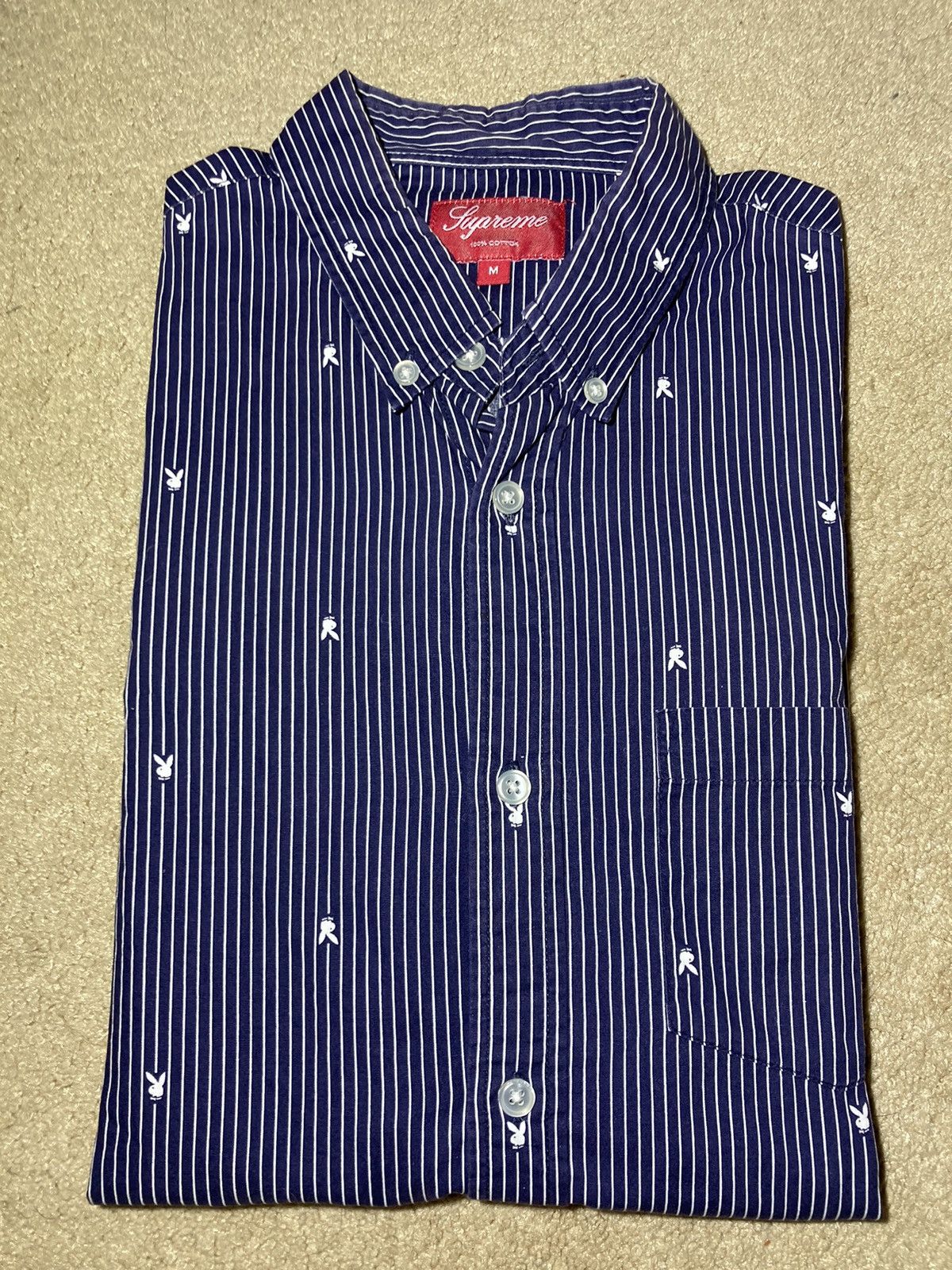 Playboy × Supreme SS11 Supreme Playboy Button Striped Logo All Over ...
