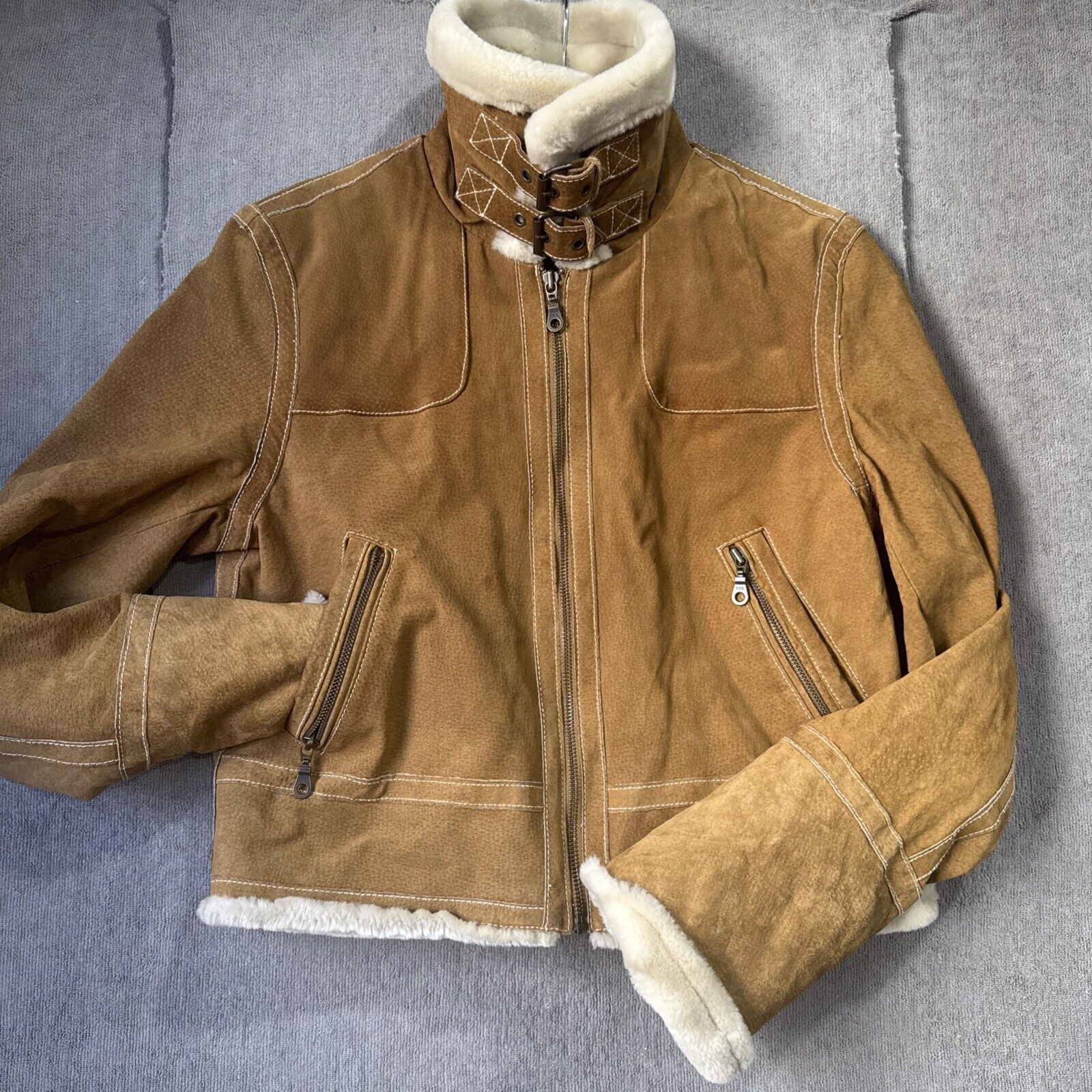 Wilsons Leather Wilson Leather Suede Shearling Motto Jacket Womens ...