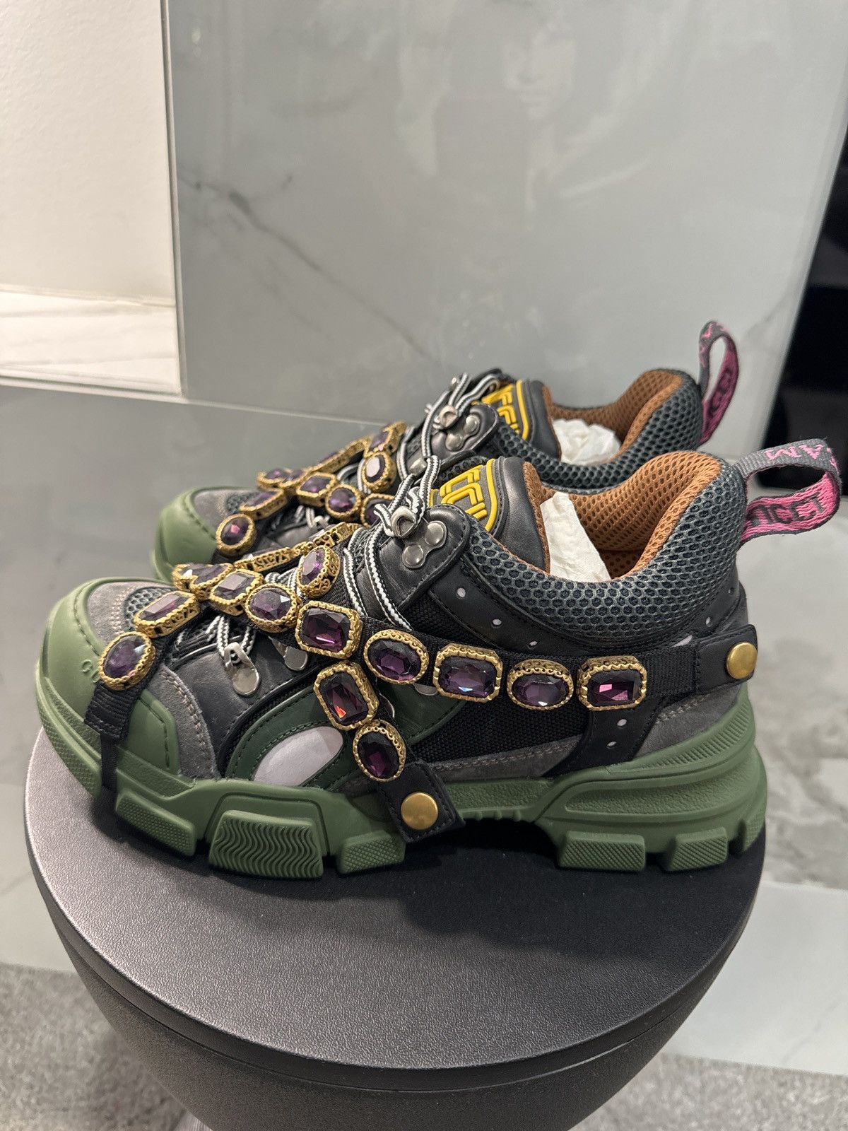 Gucci Flashtrek leather and mesh sneaker | Grailed