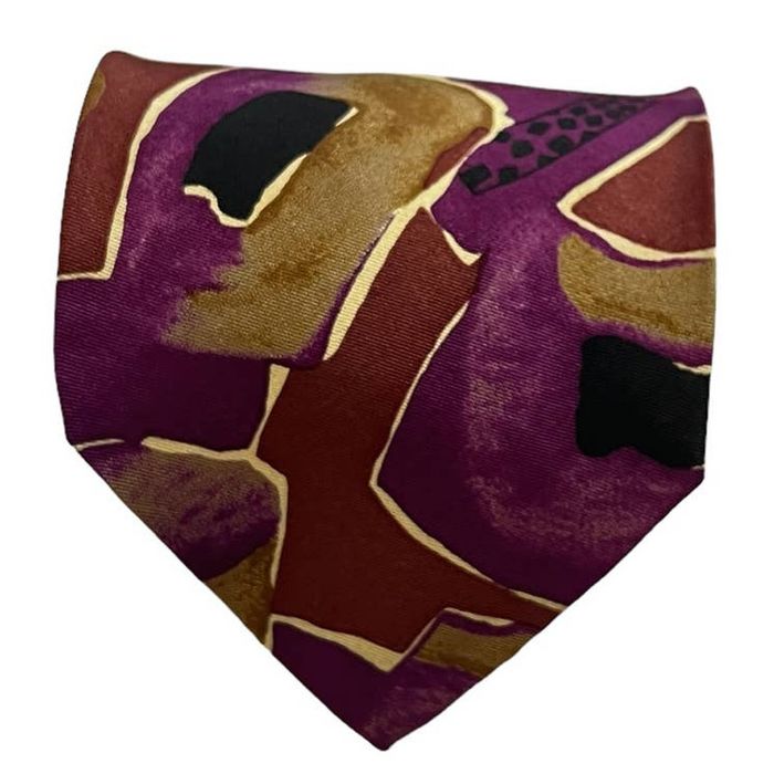 Robert Talbott Robert Talbott Purple Tan Brown Black Abstract Art Silk Tie | Grailed