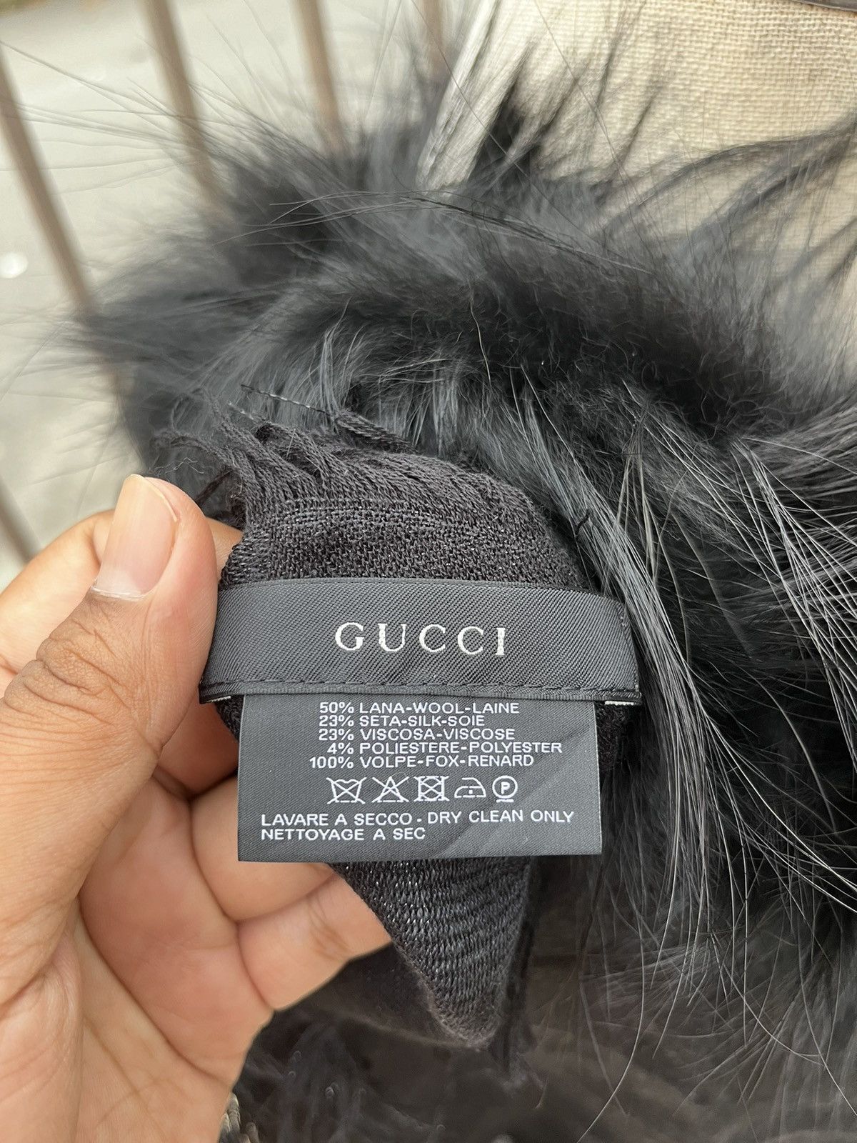Gucci Fox furr -trimmed GG poncho black | Grailed