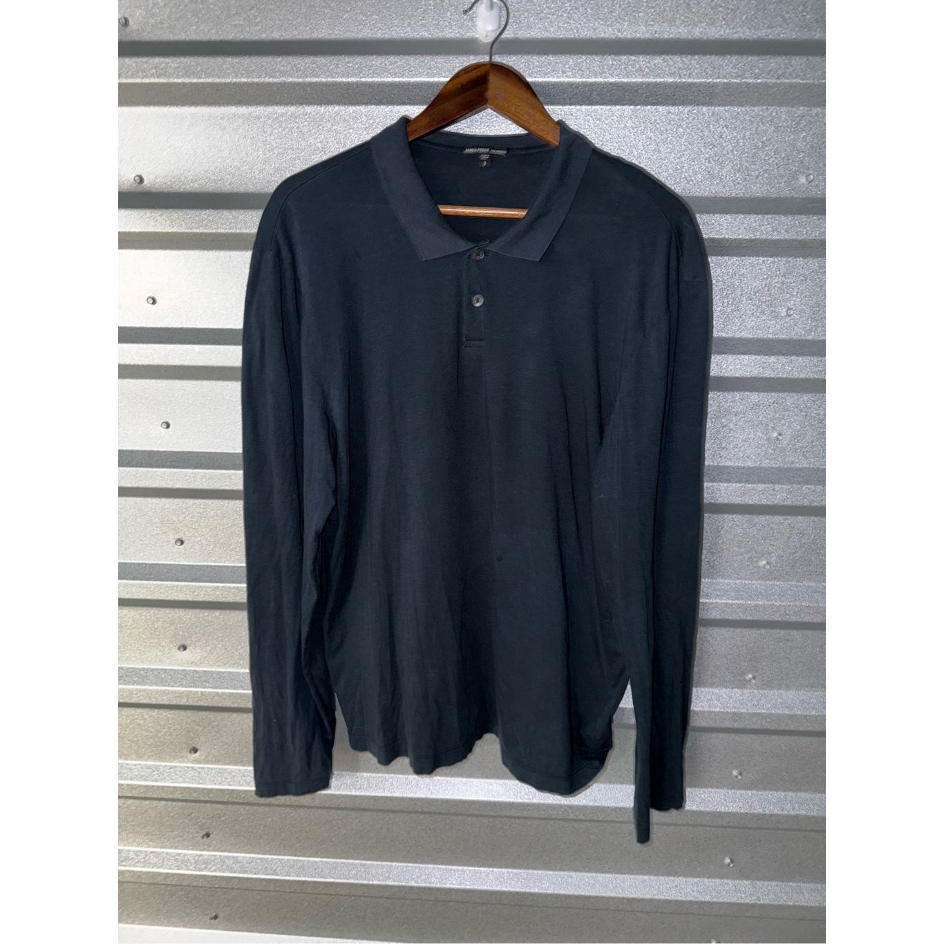 James Perse James Perse Navy L/S 100% Cotton Made in Japan Polo Shirt ...