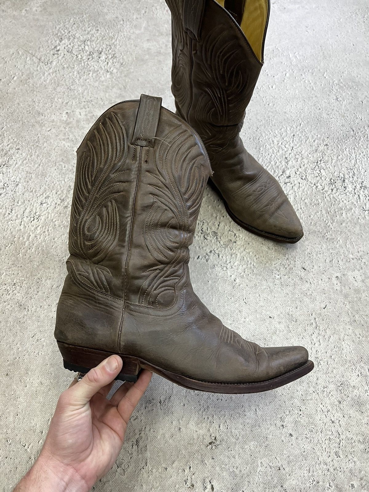Avant Garde × Vintage × Western Rise 90s Vintage Leather Cowboy Boots ...