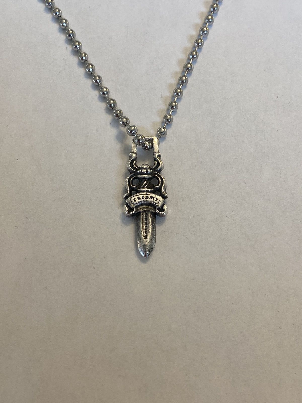 Chrome Hearts Chrome Hearts Dagger Pendant Ball Chain Necklace Zipper ...