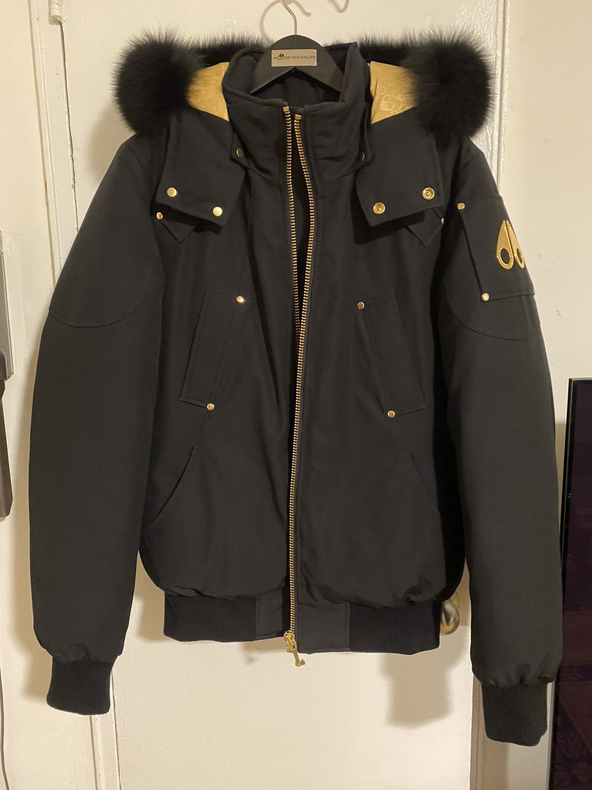 Moose Knuckles Moose Knuckles Gold/Black Bomber Jacket | Grailed