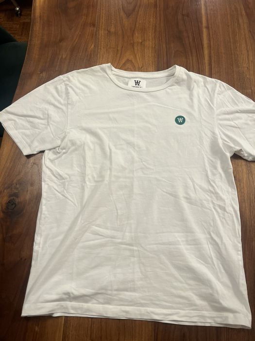 Wood Wood White T Shirt with Green Logo | Grailed