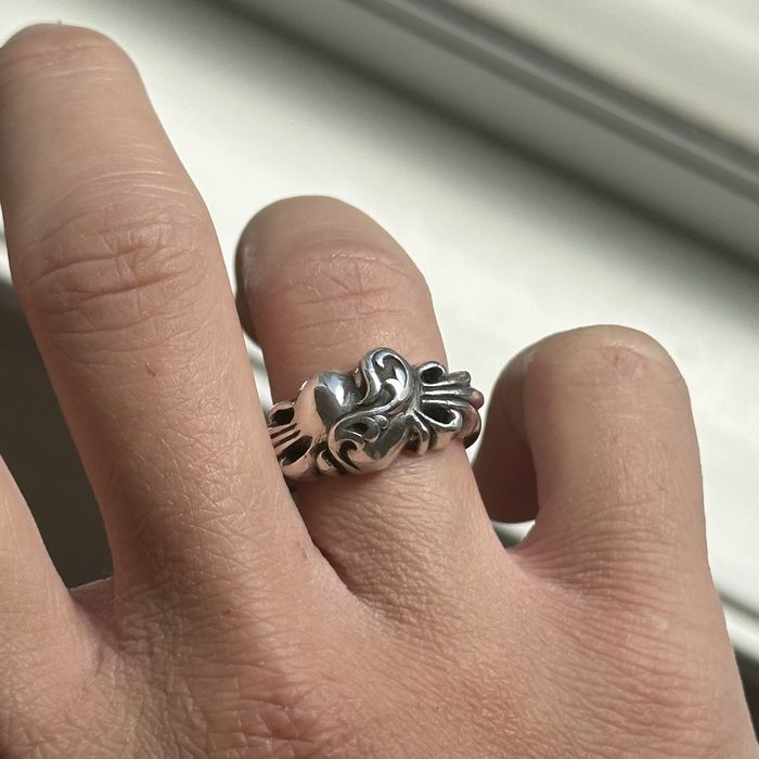 Chrome Hearts Chrome Hearts Floral Cross Heart Ring | Grailed