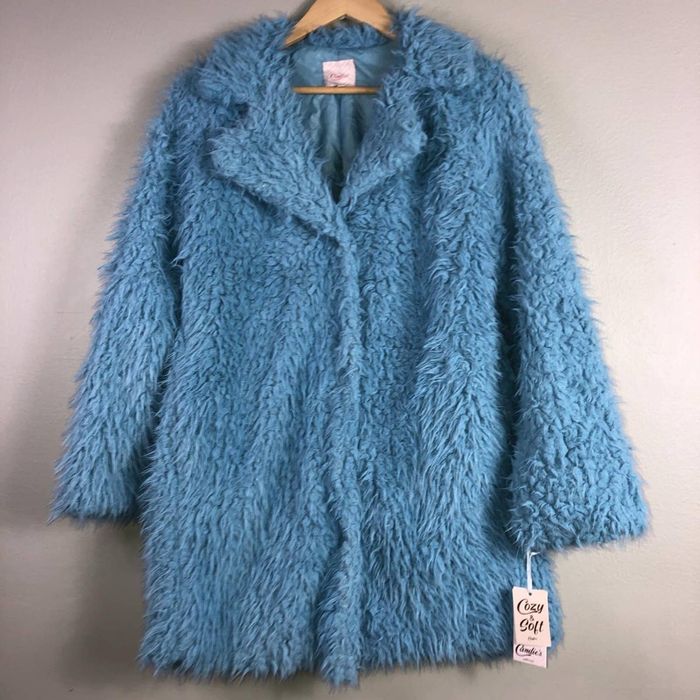Kohls NWT Cookie Monster Cozy Soft Posh Blue Furry Coat warm Large ...