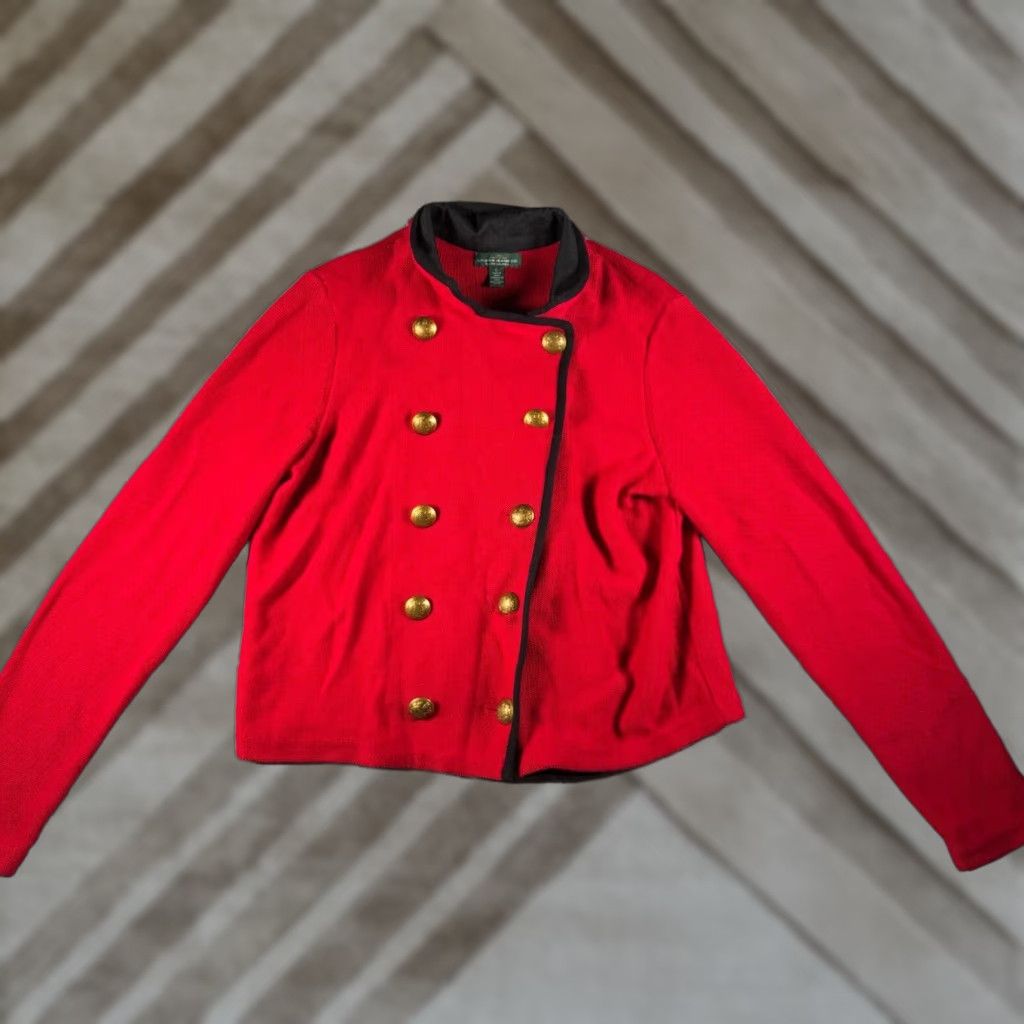 Doublet Lauren Ralph Lauren Womens Large Red Double Breasted Button Up ...