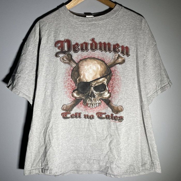 Delta Vintage Y2K Grunge Skull Dead Men Tell No Tales Gray T-Shirt ...