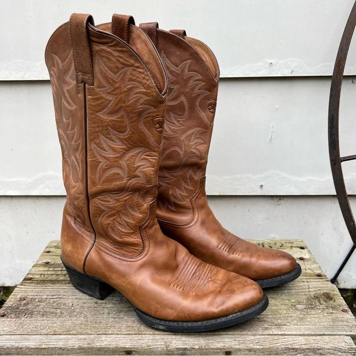 Ariat Ariat Heritage R Toe Western Cowboy Boots Brown Leather | Grailed