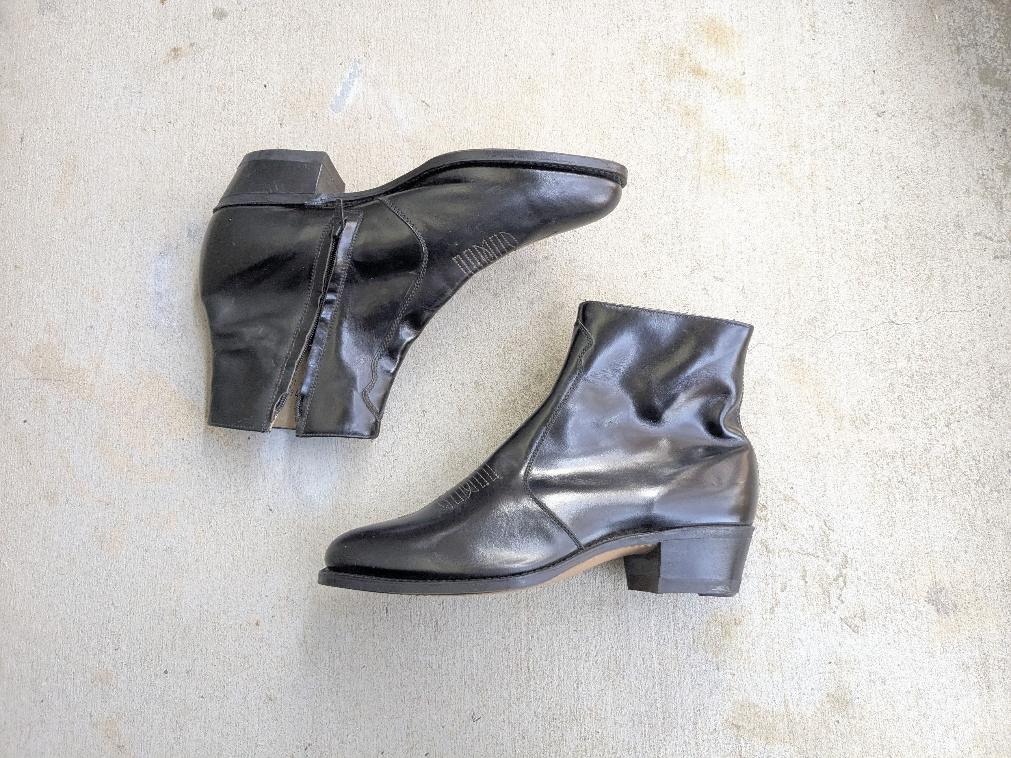 Genuine Leather × Sears Vintage Sears Side Zip Boots Black Leather 11 D ...