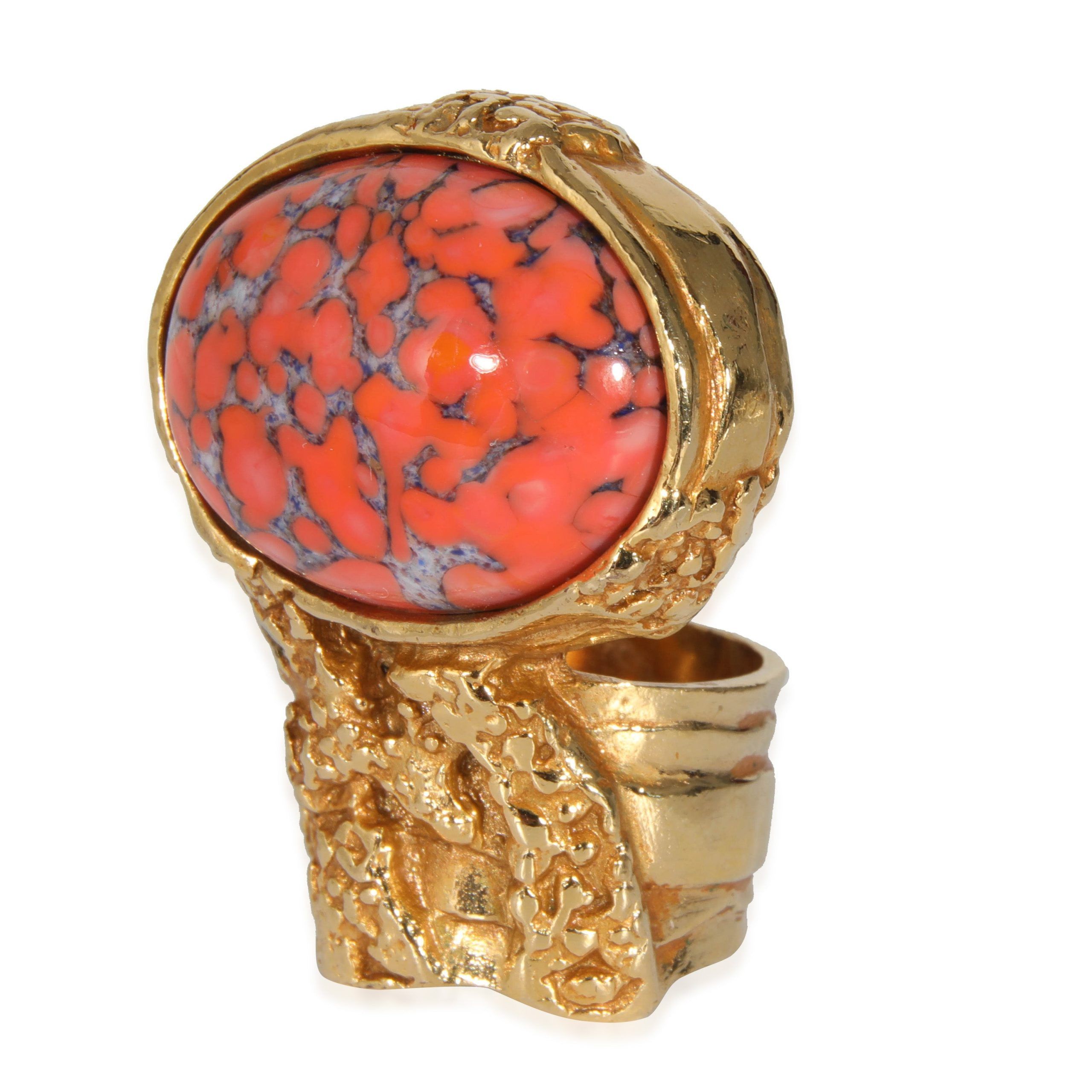 Yves Saint Laurent YSL Artsy Cocktail Ring with Faux Pink Stone Grailed