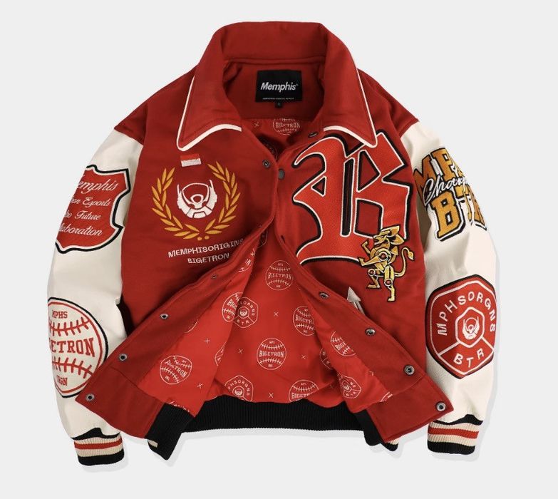 Varsity varsity jacket retro btr red jacket varsity red | Grailed