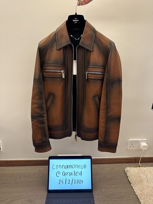 Berluti BERLUTI PATINA BROWN BLOUSON LEATHER JACKET | Grailed
